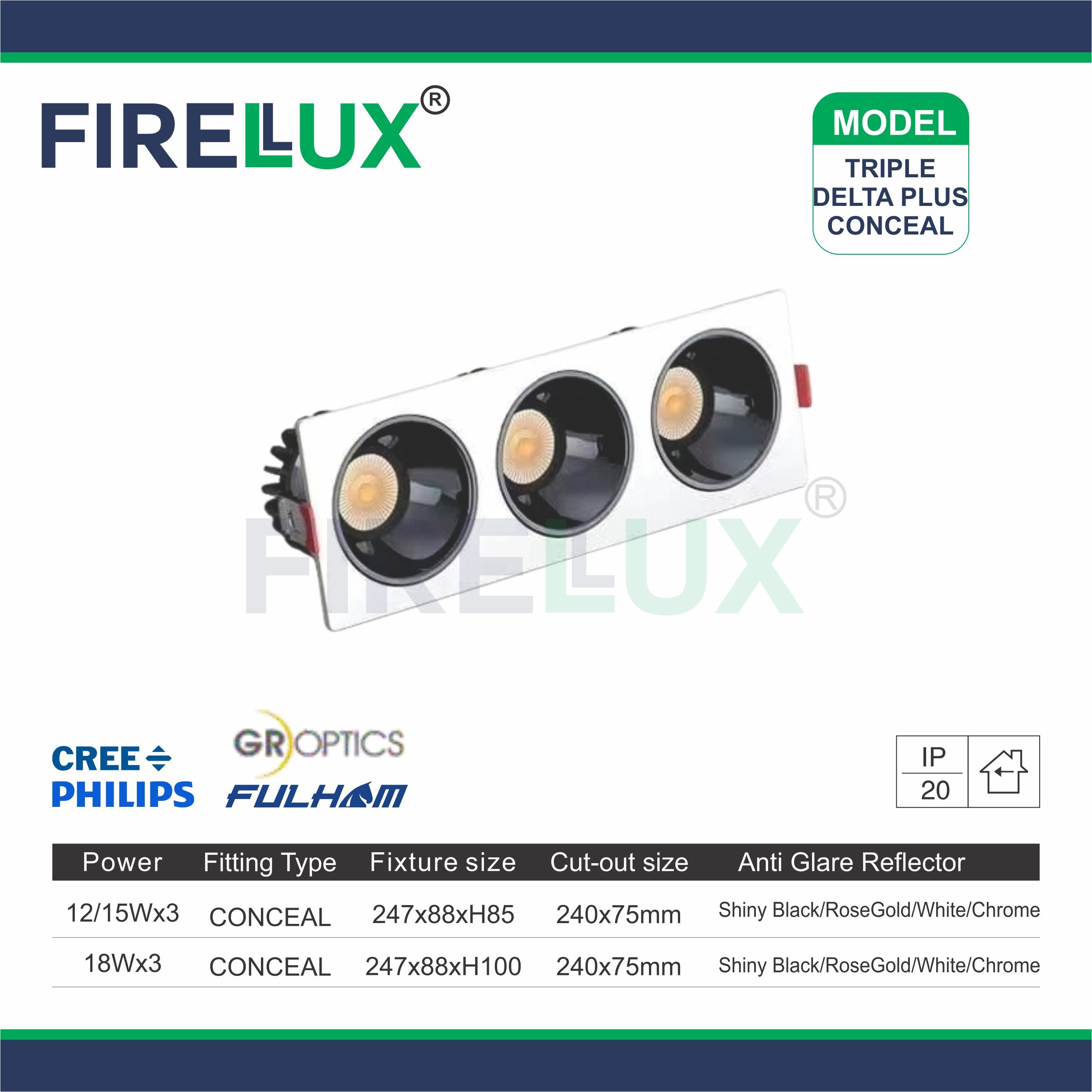 TRIPLE DELTA PLUS CONCEAL | FIRELLUX | Rainbow Lighting Solutions